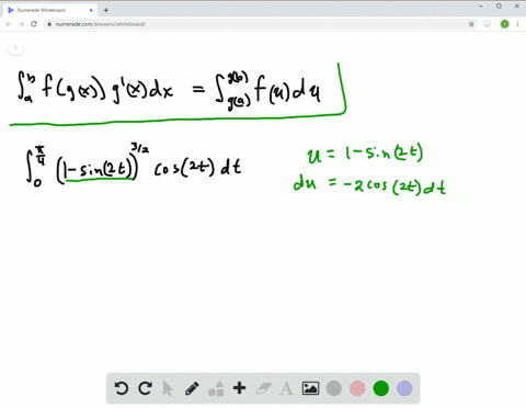 SOLVED:Use the Substitution Formula in Theorem 7 to evaluate the integrals. \int_{0}^{\pi} \frac ...