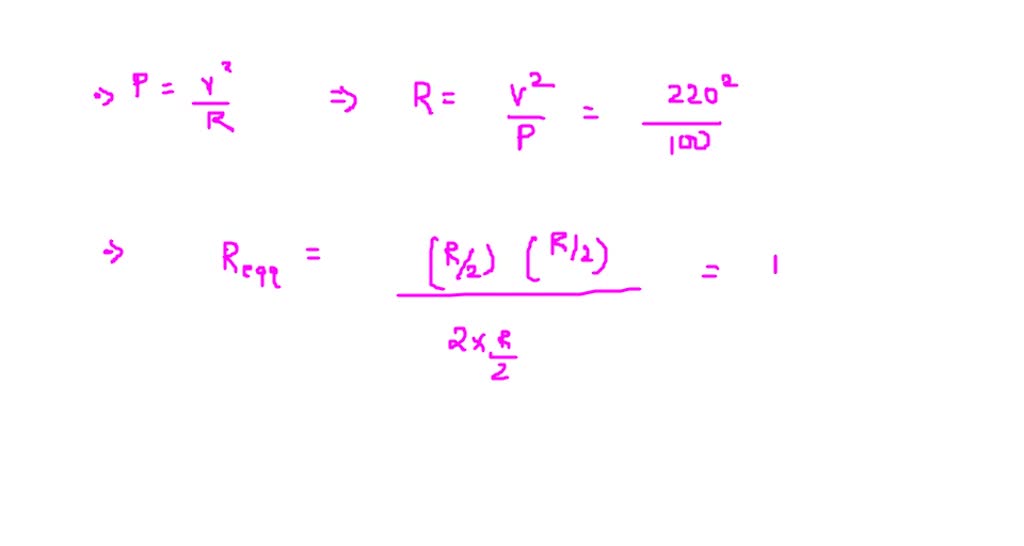 A heating coil is labelled 100 W-220 V. The coil is cut into two equal ...