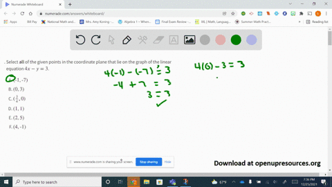 SOLVED:Select all of the given points in the coordinate plane that lie on the graph of the ...