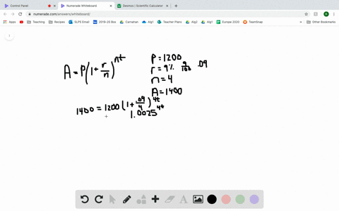 SOLVED:Use the formula A=P(1+(r)/(n))^n t to solve these compound ...