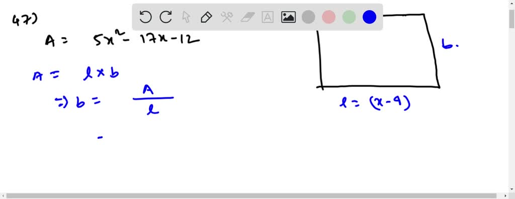 SOLVED:The area and one dimension of the rectangle are shown. Find the ...