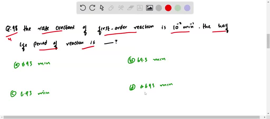SOLVED:For a first order reaction, A B, whose concentration vs time curve is as shown in the ...
