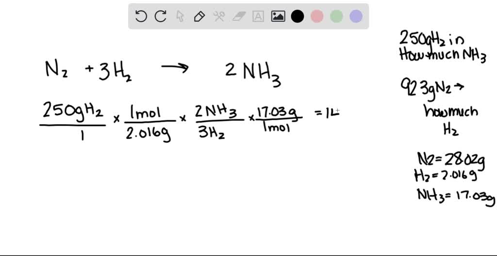 SOLVED How Many Grams Of NH3 Could Be Made Using 6 Moles Of H2 And