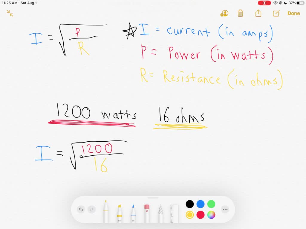 SOLVED:The current I (in amps), the power P (in watts), and the ...