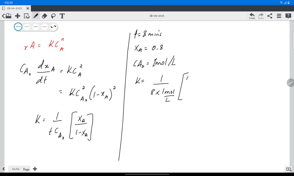 SOLVED:A scientist carries out a liquid-phase reaction in an isothermal ideal batch reactor. The ...