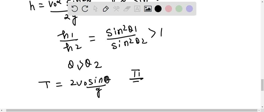 Two particles are projected in air with speed v0 at angles θ1 and θ2 (both acute) to the ...