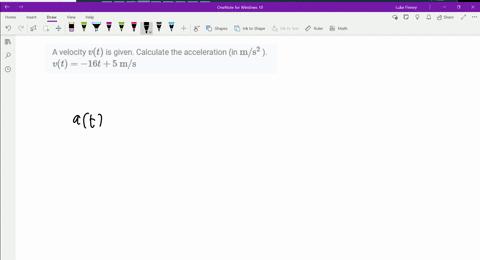 SOLVED:A velocity v(t) is given. Calculate the acceleration (in m / s^2 ...
