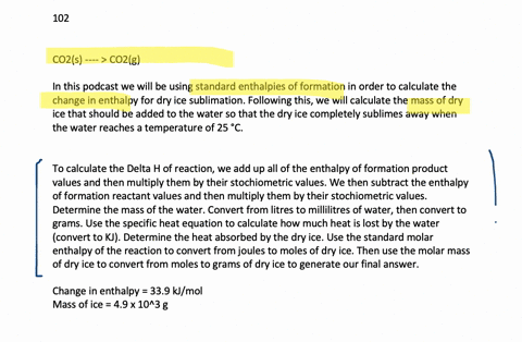SOLVED:Dry ice is solid carbon dioxide. Instead of melting, solid ...