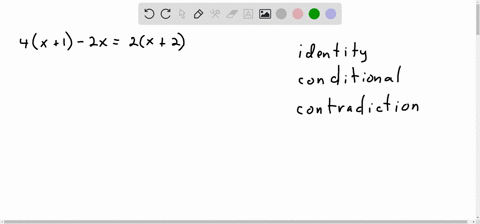 SOLVED:Determine whether the equation is an identity, a conditional ...