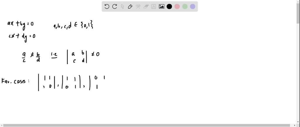 ⏩SOLVED:Consider the system of equations a x+b y=0 ; c x+d y=0,… | Numerade