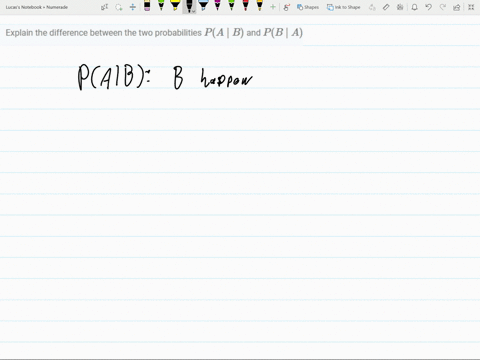 SOLVED:Explain the difference between the two probabilities P(A |B) and ...