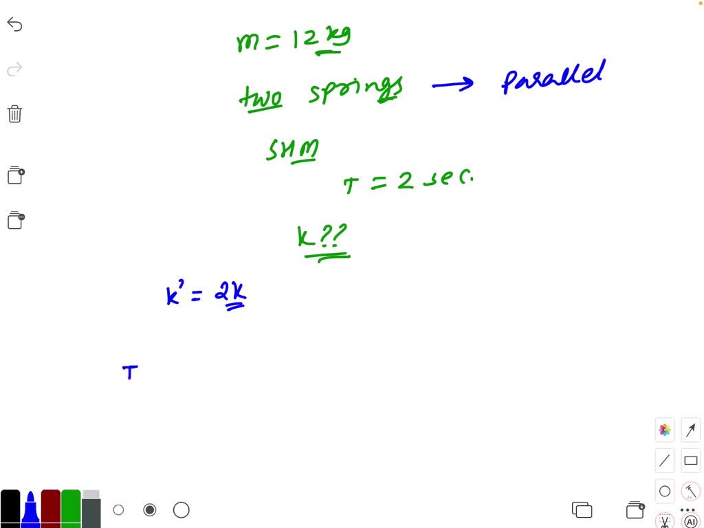 A uniform circular disc of mass 12 kg is held by two identical springs ...