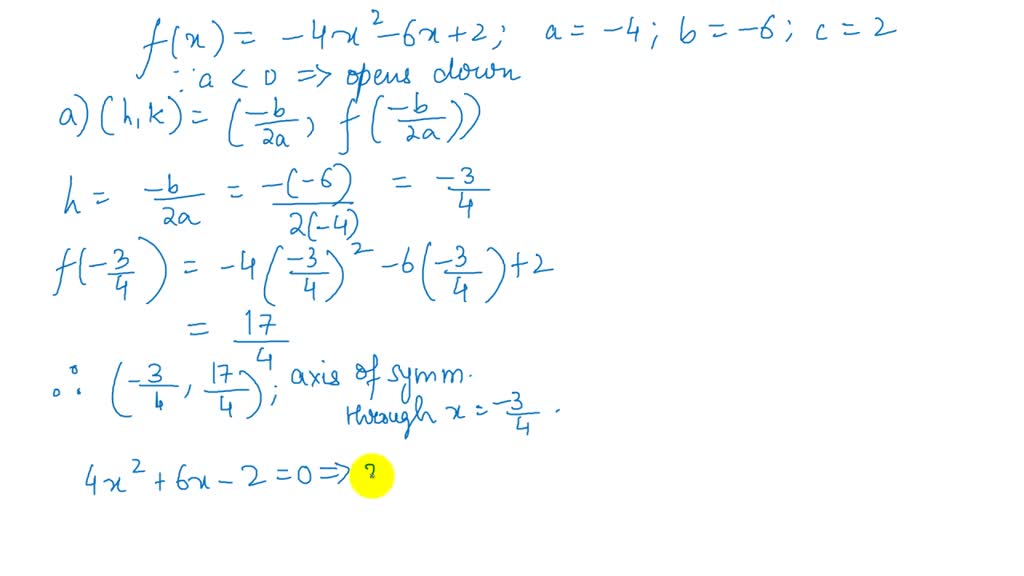 SOLVED:(a) graph each quadratic function by determining whether its graphs opens up or down and ...