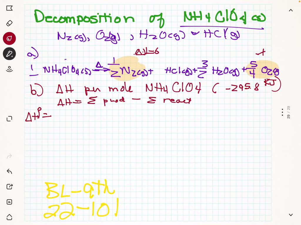 SOLVED:Calculate the heat released when ammonium perchlorate (1.00 kg ...