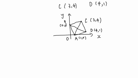 Find the measures of the angles between the diagonals of the rectangle whose vertices are A=(1,0 ...