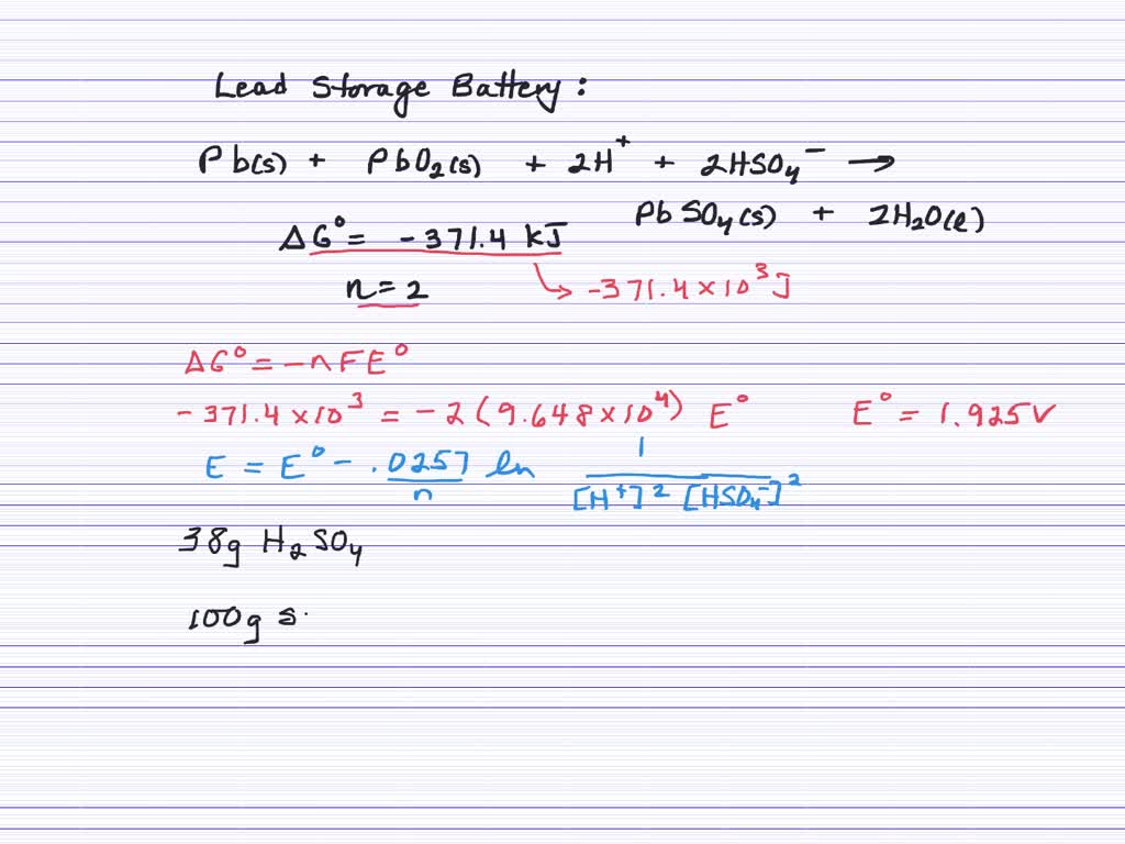 SOLVED:In a fully charged lead storage battery, the electrolyte ...
