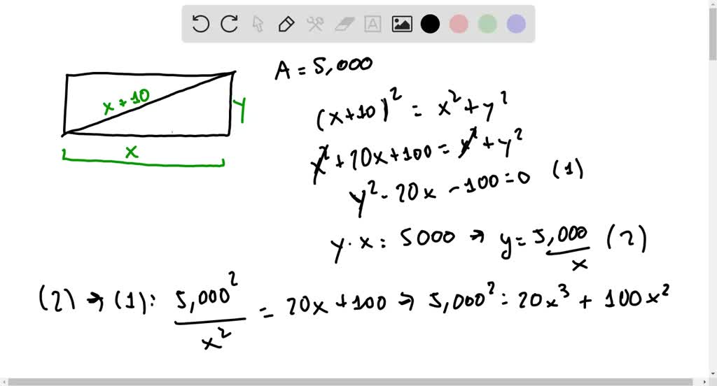 SOLVED: Dimensions of a Lot A rectangular parcel of land has an area of ...