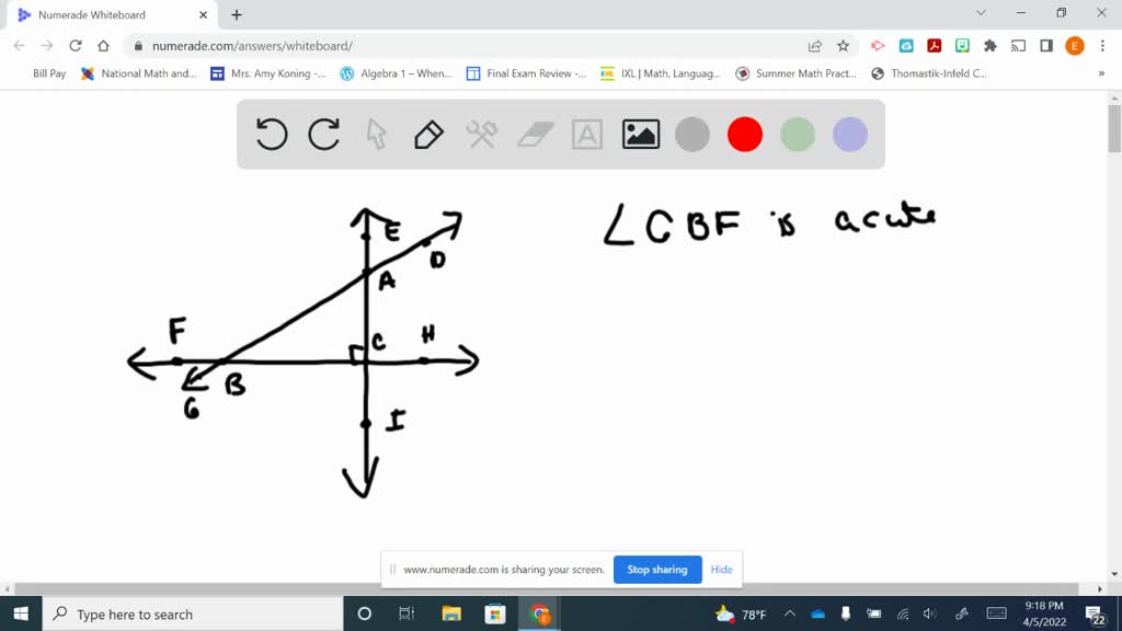 ⏩SOLVED:Refer to the figure and answer true or false. ∠G B F is an ...