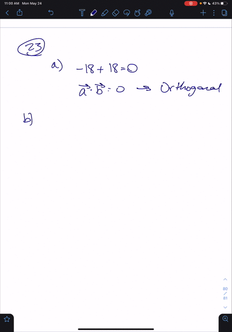 Solved Determine Whether The Given Vectors Are Orthogonal Parallel Or Neither A 𝐚 9 3 𝐛