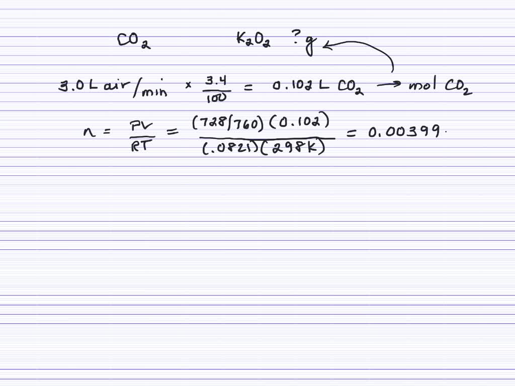 Potassium peroxide is used to absorb the CO2 produced by the people in ...