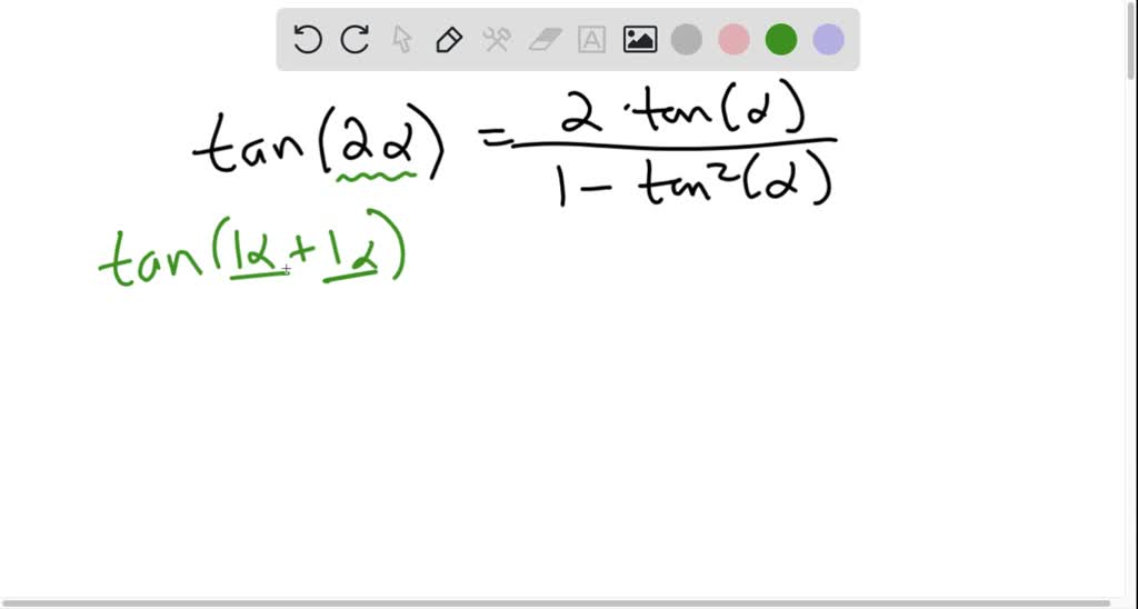 SOLVED:Derive the identity for tan^2(α) using tan(2 α)=(2 tan(α))/(1-tan^2(α)). [Hint: Solve for ...