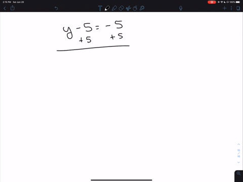 SOLVED:Solve and check. y-5=-5
