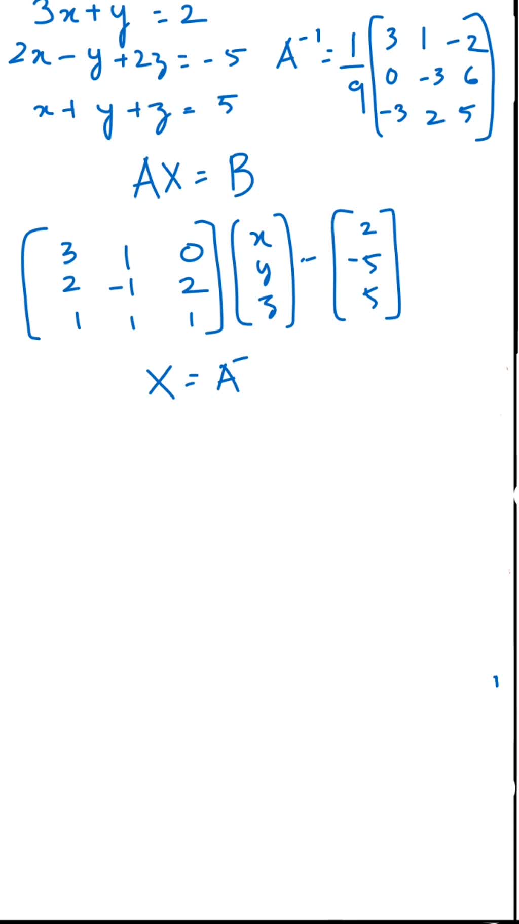 SOLVED A System Of Equations Is Given Together With The Inverse Of The