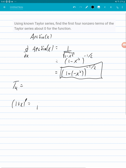 SOLVED:using known Taylor series, find the first four nonzero terms of the Taylor series about 0 ...