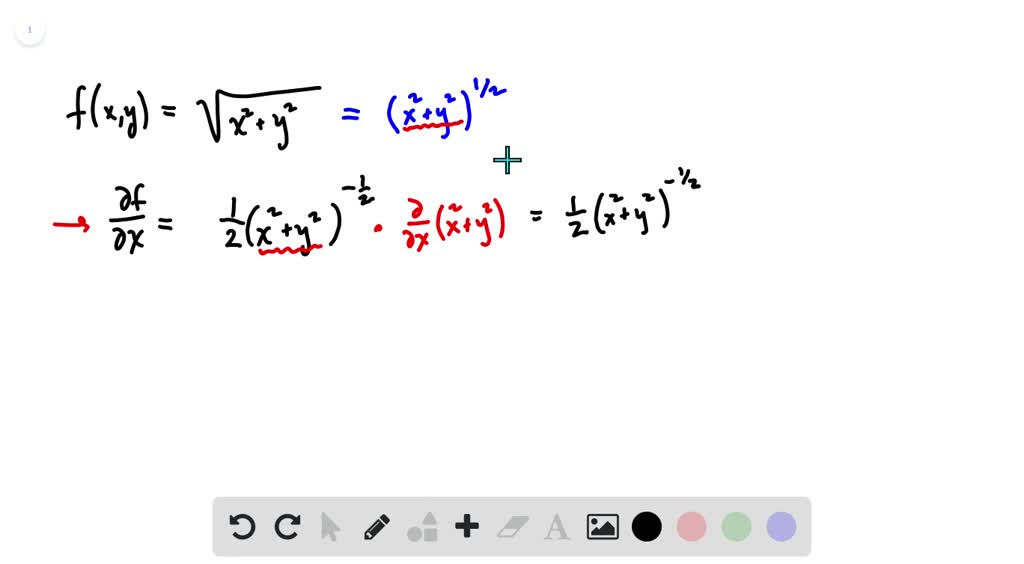 SOLVED:find ∂f / ∂x and ∂f / ∂y. f(x, y)=√(x^2+y^2)