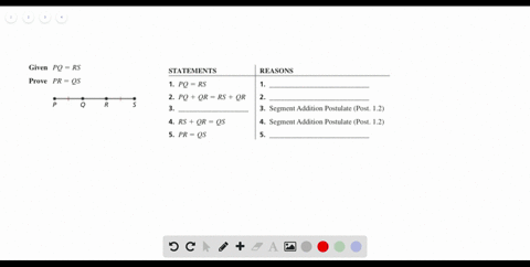 SOLVED:In Exercises 3 and 4, copy and complete the proof. Given PQ=RS Prove PR=QS