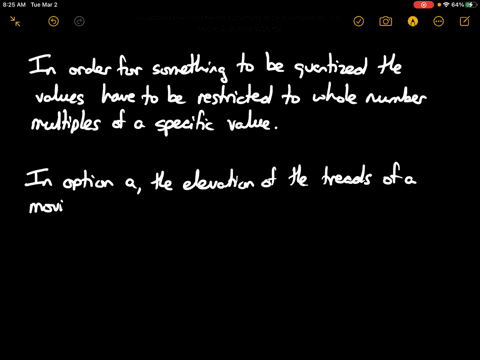 SOLVED:Which of the following have quantized values? Explain your selections. a. the elevation ...