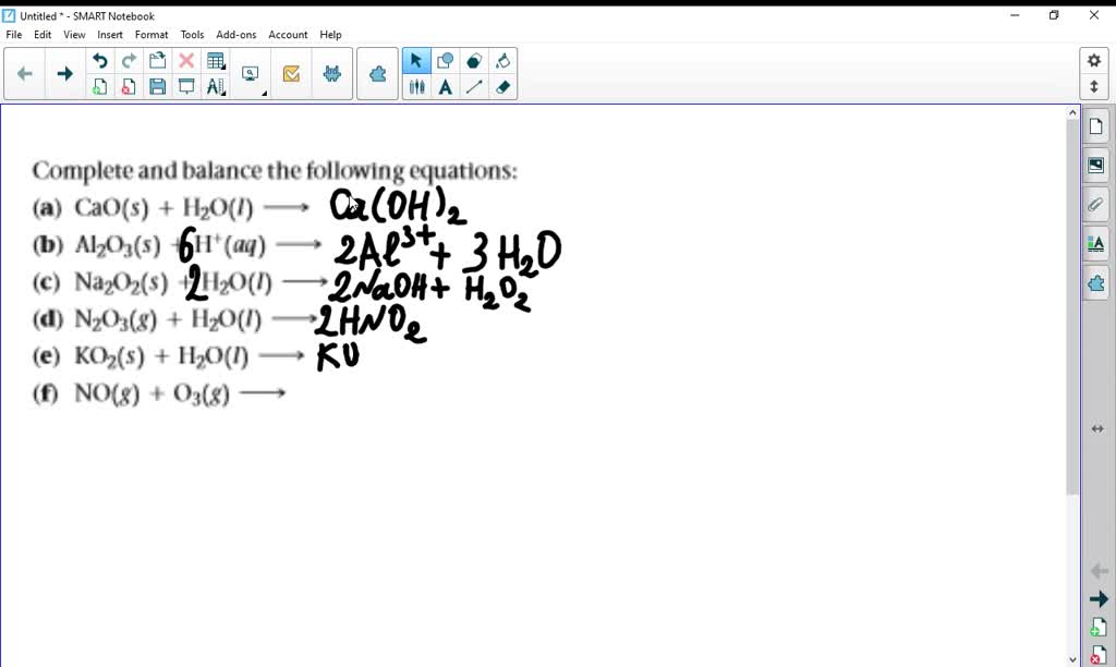 SOLVED:Complete and balance the following equations: (a) CaO(s)+H2O(l ...