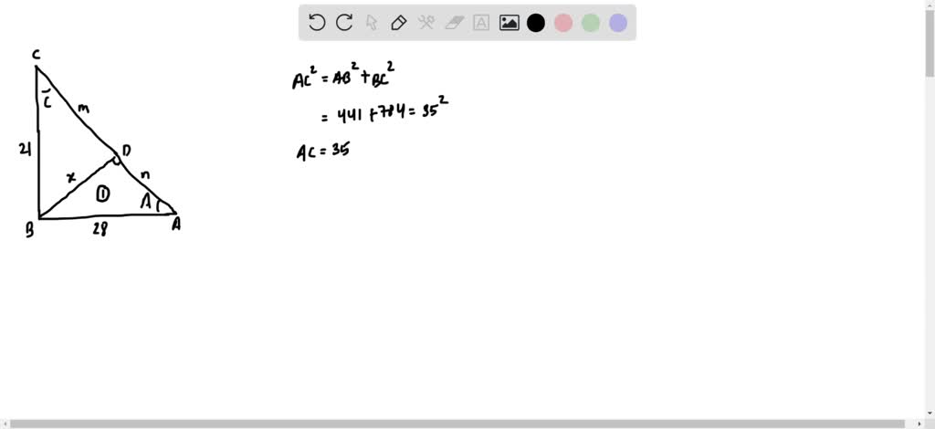 SOLVED:The sides of a right angled triangle are 21 and 28 cm.; find the ...