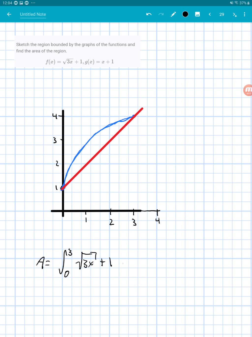 SOLVED:Sketch the region bounded by the graphs of the functions and find the area of the region ...