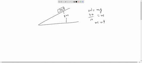 SOLVED: A block weighing 40 . newtons is released from rest on an incline 8.o meters above the ...
