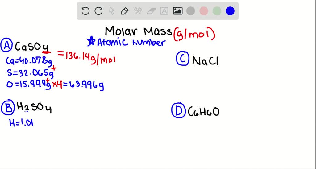 SOLVED:Calculate the molar mass for each of the following: (7.2) a ...