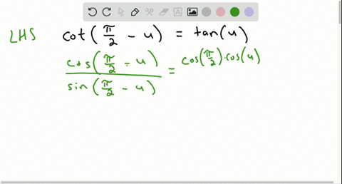 SOLVED:19-22 . Prove the cofunction identity using the addition and subtraction formulas. cot((π ...