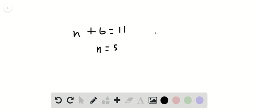 SOLVING WITH MENTAL MATH Use mental math to solve the equation. n+6=11 ...