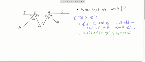 SOLVED:REASONINGUse the diagram. Which rays are parallel? Which rays are not parallel? Explain ...