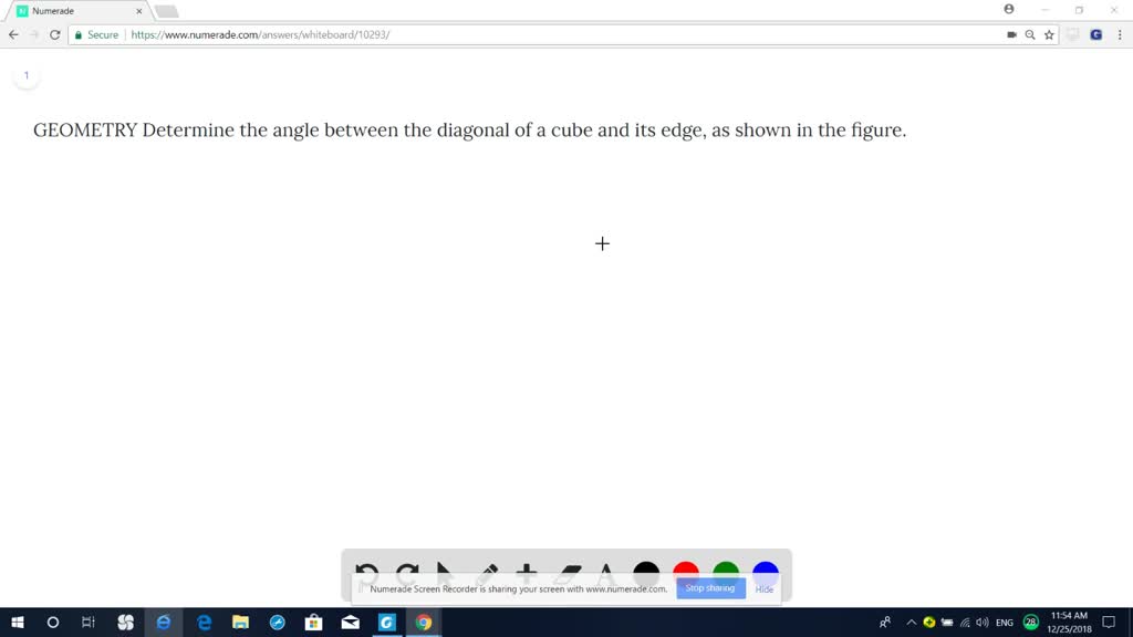 SOLVED:Geometry Determine the angle between the diagonal of a cube and its edge, as shown in the ...