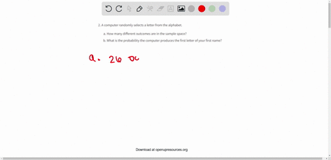 SOLVED:A computer randomly selects a letter from the alphabet. a. How many different outcomes ...