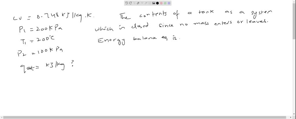 SOLVED:A rigid tank contains a gas mixture with a specific heat of cy=0.748 kJ / kg ·K. The ...