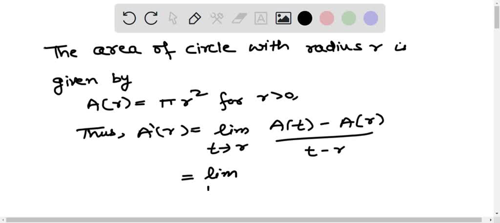 Find the rate of change of the area of a circle with respect to its ...
