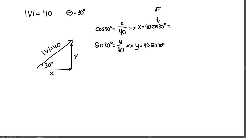 Components of a vector Find the horizontal and vertical components of ...