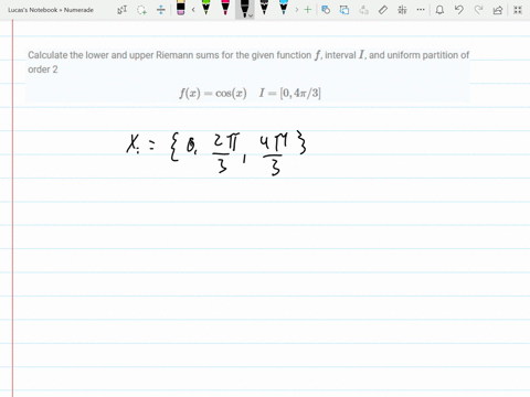 SOLVED:Calculate the lower and upper Riemann sums ℛ(f, ℒ50) and ℛ(f, 𝒰50) . f(x)=(2+sin(x))^4 / ...