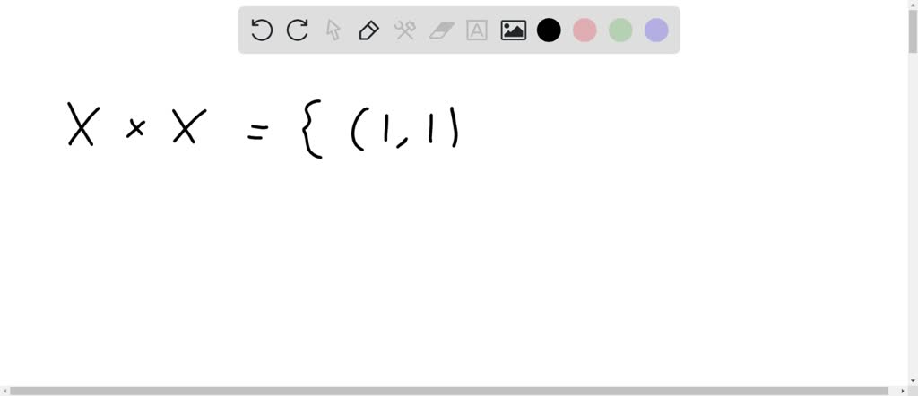 SOLVED:Let X={1,2} and Y={a, b, c} . List the elements in each set. X ×X
