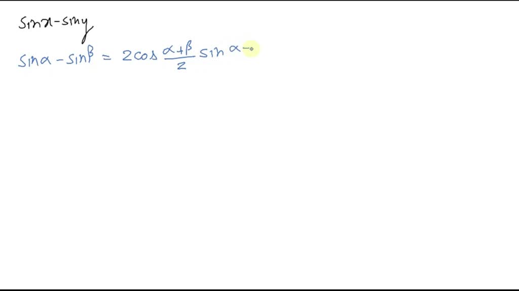 SOLVED:Complete each sum to product formula. sinx-siny=.