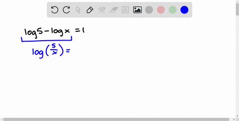 SOLVED:Solve each equation. log5-logx=1