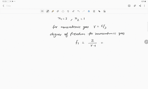 SOLVED:If three moles of monatomic gas is mixed with 1 moles diatomic ...