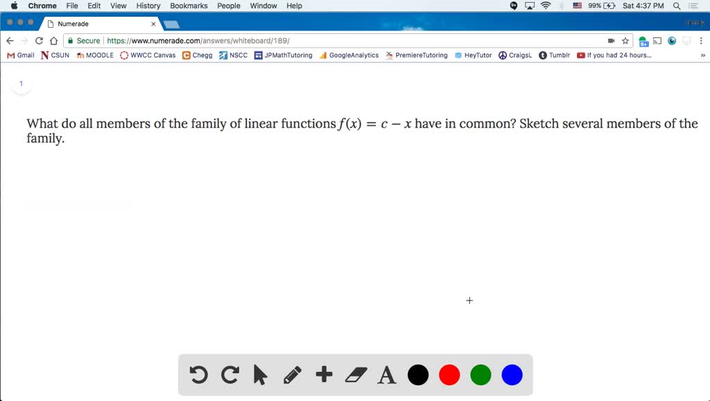 SOLVED:What do all members of the family of linear functions f(x)=c-x ...